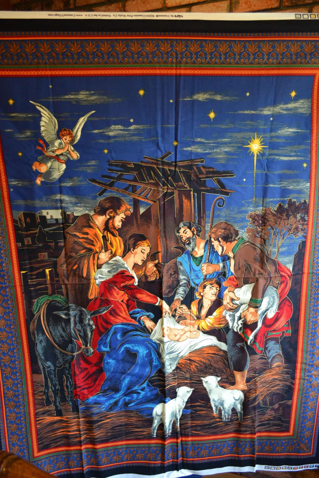 Cranston Christmas Fabric Panel Nativity Scene 35 X - Etsy