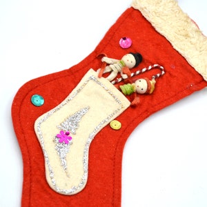 Vintage Christmas Stocking Red Felt With Spun Cotton Snowmen - Etsy