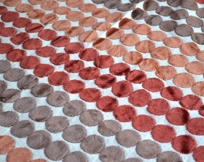 Vintage Upholstery Fabric Mid Century Velvet Dots in Rust - Etsy