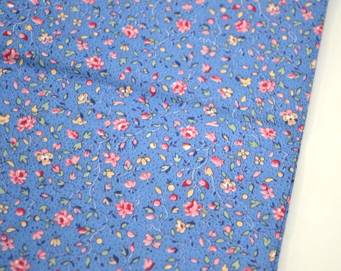 Vintage Concord Fabric - Small Pink and Yellow Vine Flowers on Grey ...