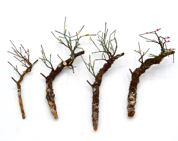 Vintage Bonkei Bonsai Cherry Blossom Trees - Made of Wire and Faux ...