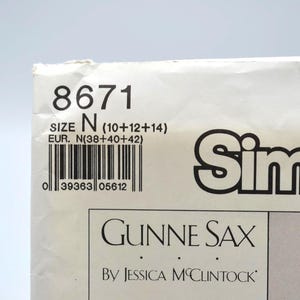 Vintage Simplicity Sewing Pattern - Gunne Sax Dress Jessica Mcclintock ...