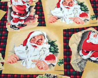 Vintage Santa Fabric Hi Santa Christmas Real Red by Parisbebe Vintage ...