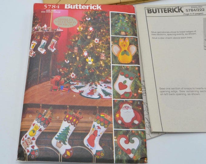 Vintage Butterick Christmas Sewing Pattern - Felt Ornaments Tree Skirt ...