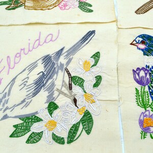 Vintage Quilt Square Embroidered State Birds and Flowers CHOOSE Sold by ...