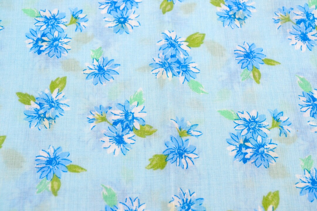 Vintage Blue Daisy Fabric: Semi-sheer Cotton Poly (44" X 17"l) - Etsy