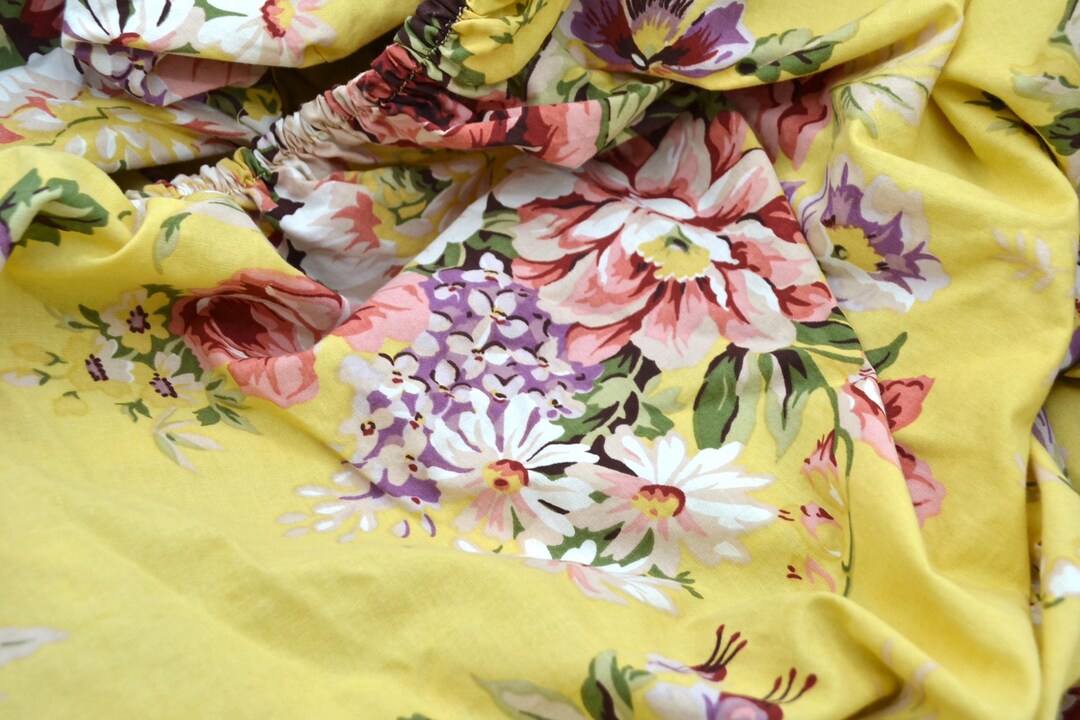 Vintage Ralph Lauren Bed Sheet - Sophie Brooke Pastel Floral on Yellow ...