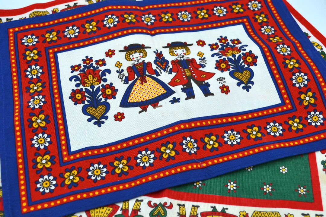 Vintage Kolf Christmas Placemats Scandinavian Tole Boys and Girls Set ...