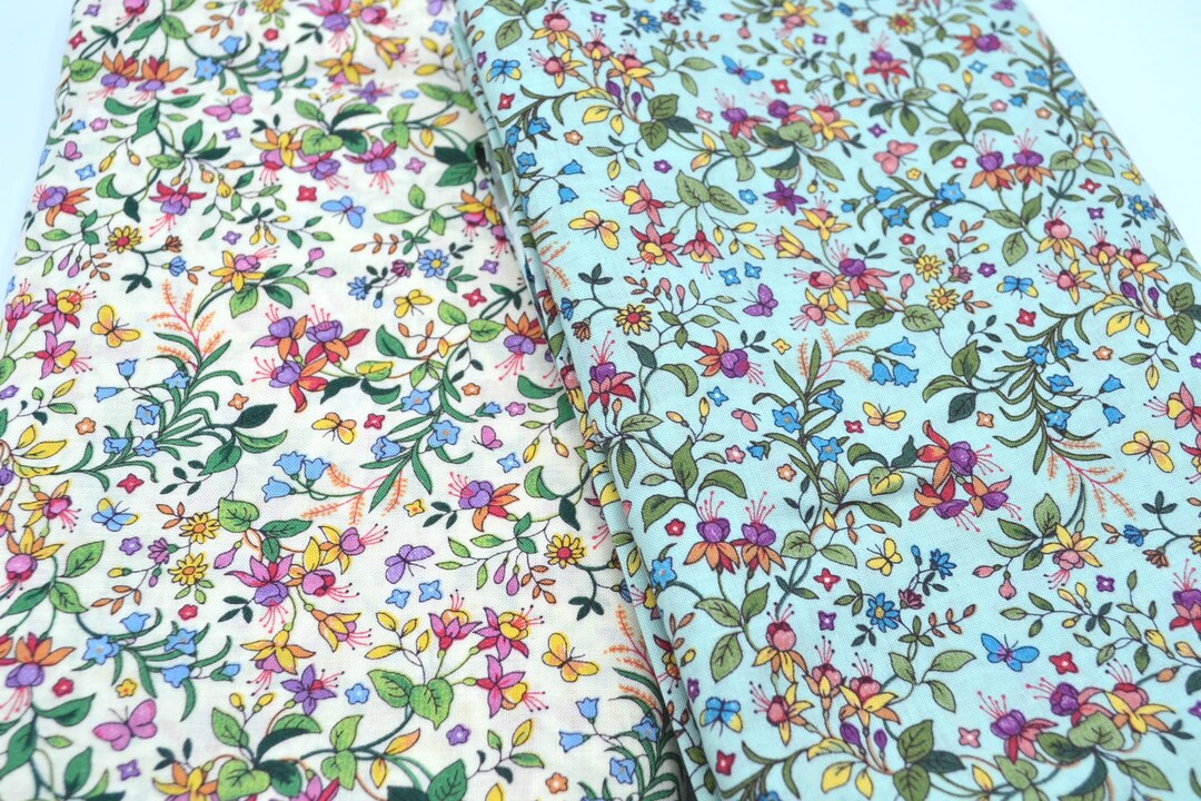 Vintage Concord Fabric Fuchsia Flowers and Butterflies CHOOSE Color ...