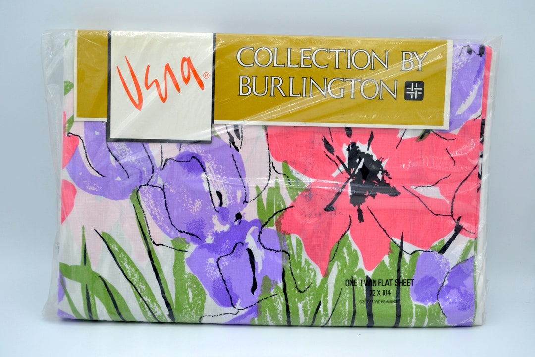 Vintage Vera Bed Sheet Purple and Pink Tulip Time NOS Twin Flat Large ...