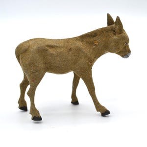 Vintage Stick Leg Donkey Flocked Wood Composition 3 Tall Christmas ...
