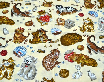Catfish Fabric Fishy Felines by Cjldesigns Imaginary - Etsy