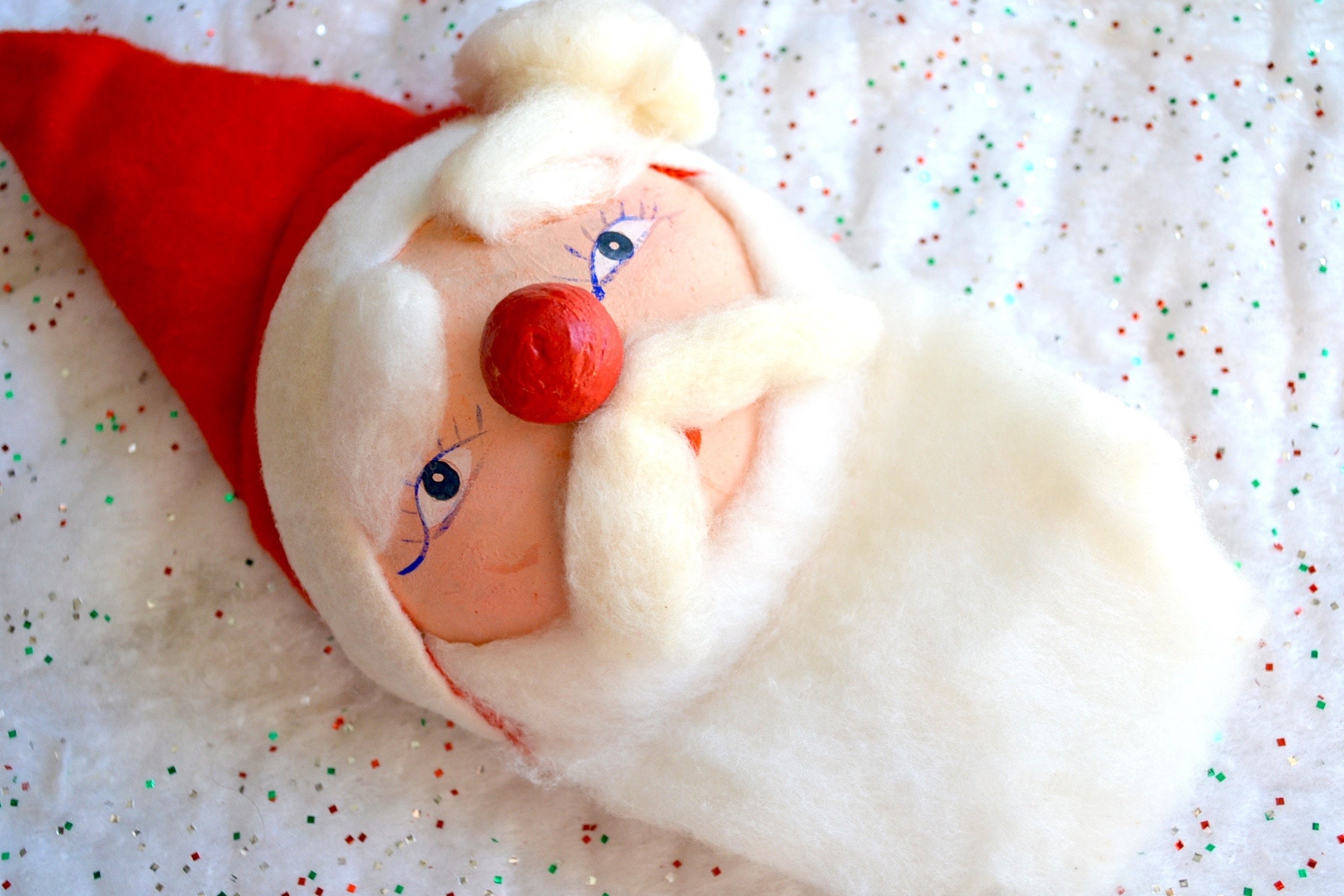 Vintage Christmas Santa Head Ornament Decoration Paper Mache - Etsy