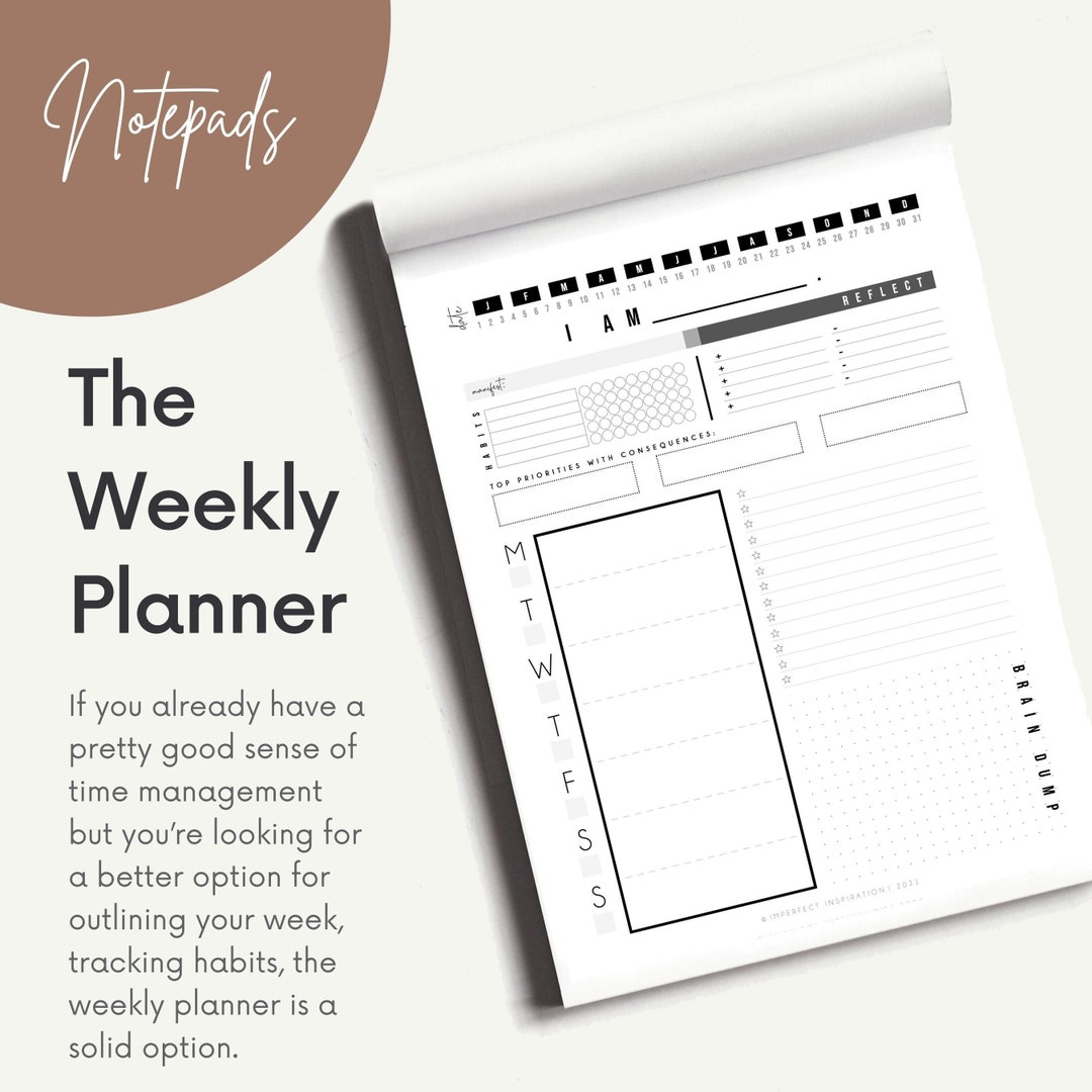 WEEKLY PLANNER NOTEPAD | Adhd Planner - 8.5x11" - 50 Pages Notepad - Etsy