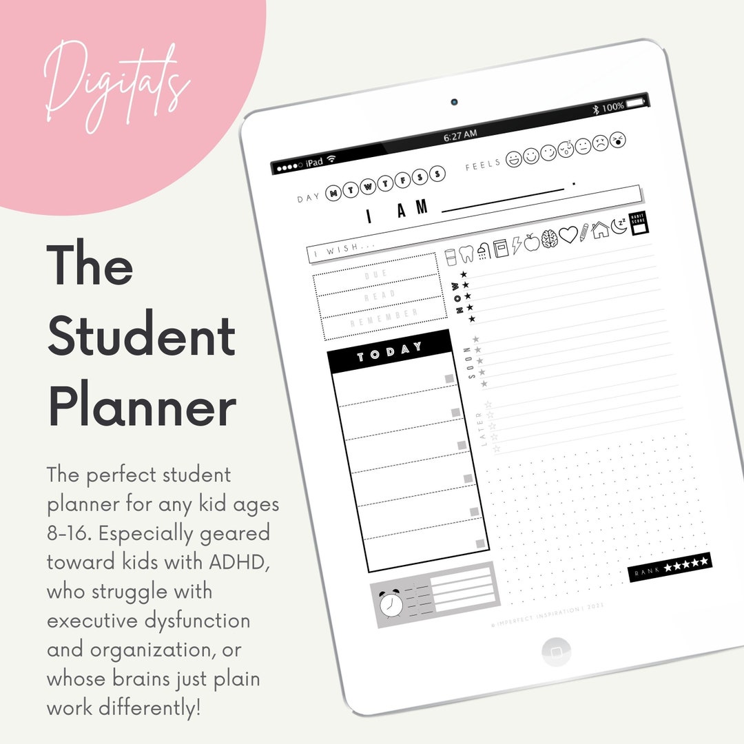 Digital/printable Student Planner PDF - ADHD Planner - Etsy