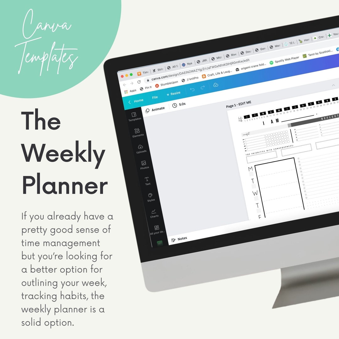 Customizable Weekly Planner Canva Template - ADHD Planner - Etsy