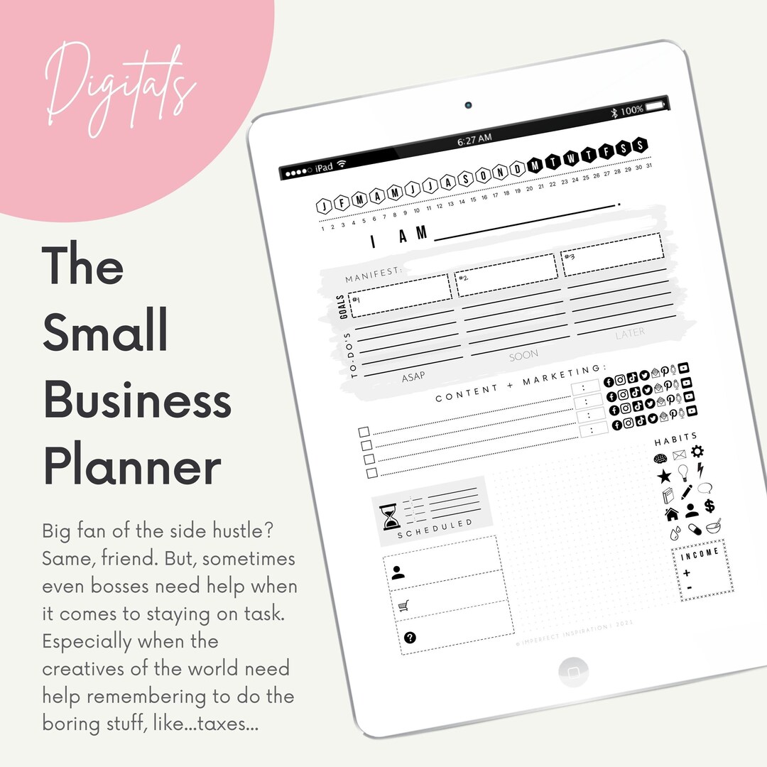 Printable/digital Small Business Planner PDF - ADHD Planner - Etsy