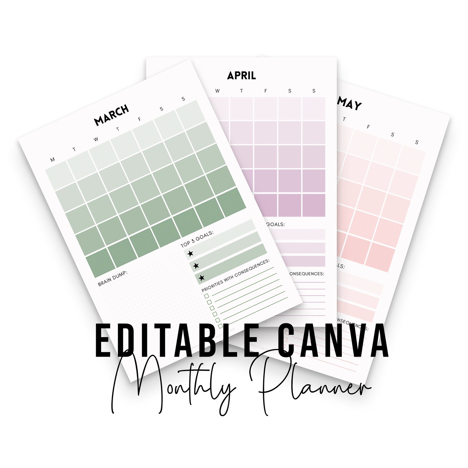Customizable Monthly Planner CANVA TEMPLATE Perfect | Etsy