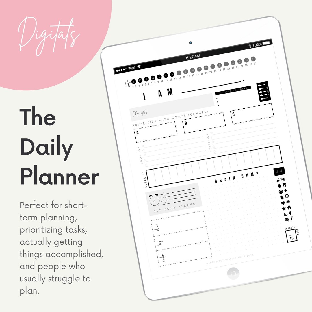 Digital/printable Daily Planner - ADHD Planner PDF - Etsy
