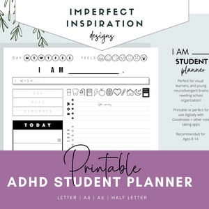 STUDENT PLANNER NOTEPAD | Adhd + Creative Productivity Planner - 8.5x11 ...