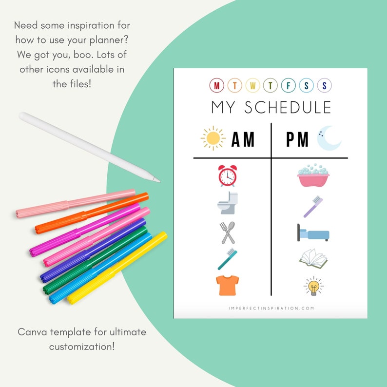 Customizeable Visual Schedule for Kids Canva Template - Etsy