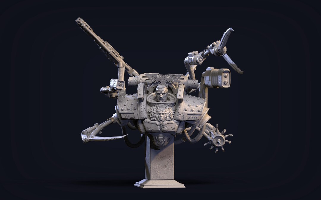 Cybernetic Warlord Bust Sci-fi Iron-clad Leader 3D STL Model for ...