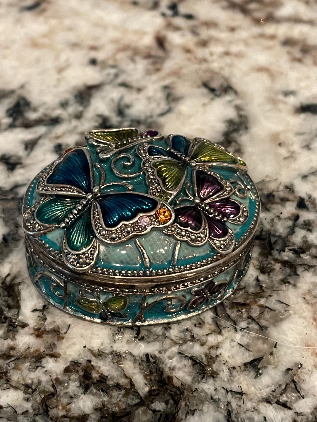 Monet Butterfly Enamel Trinket Box With Hinge - Please See Photos and ...