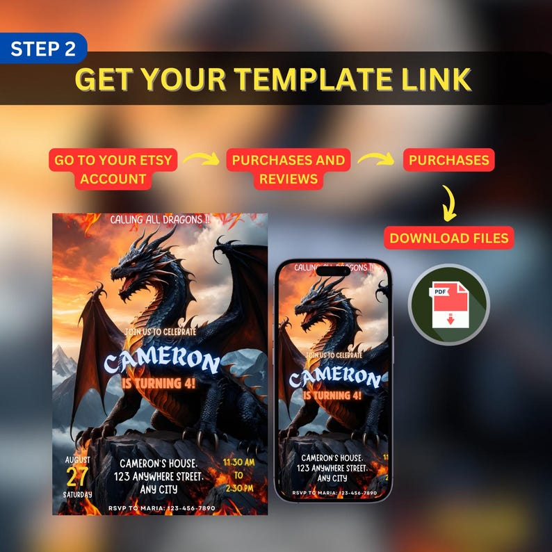 Editable Dragon Birthday Invitation Template (digital Download) - Etsy