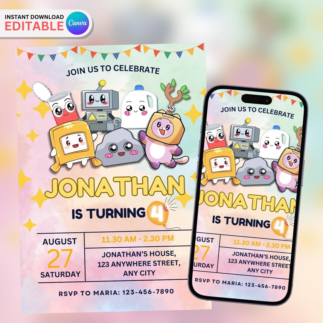 Lankybox Birthday Invitation, Lankybox Birthday, Lankybox Invitation ...
