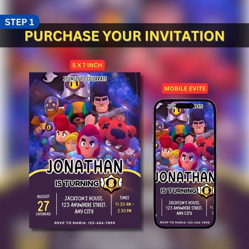 Brawl Stars Birthday Invitation, Brawl Stars Birthday, Brawl Stars ...