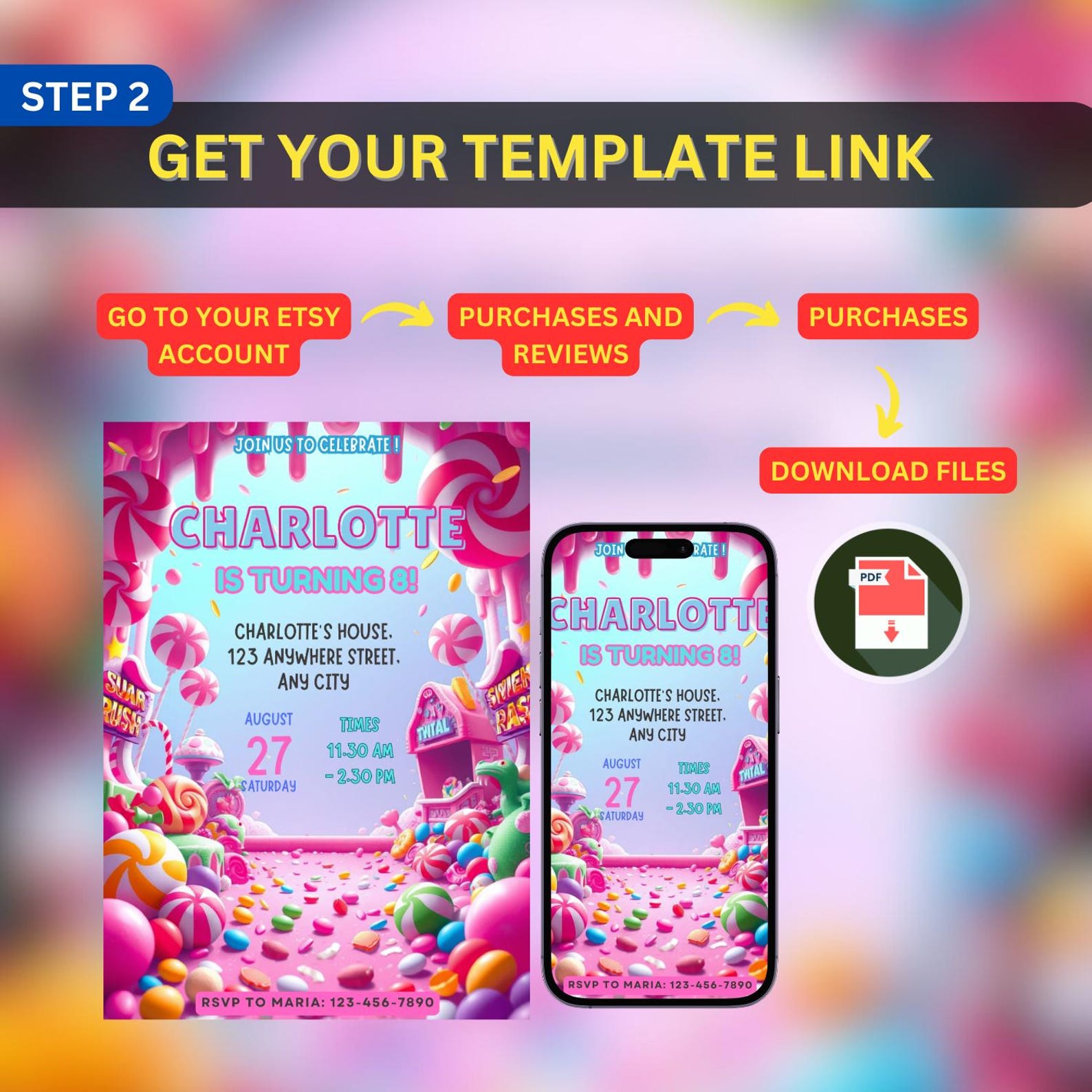 Candy Land Invitation, Candy Land Invites, Instant Download Candies ...