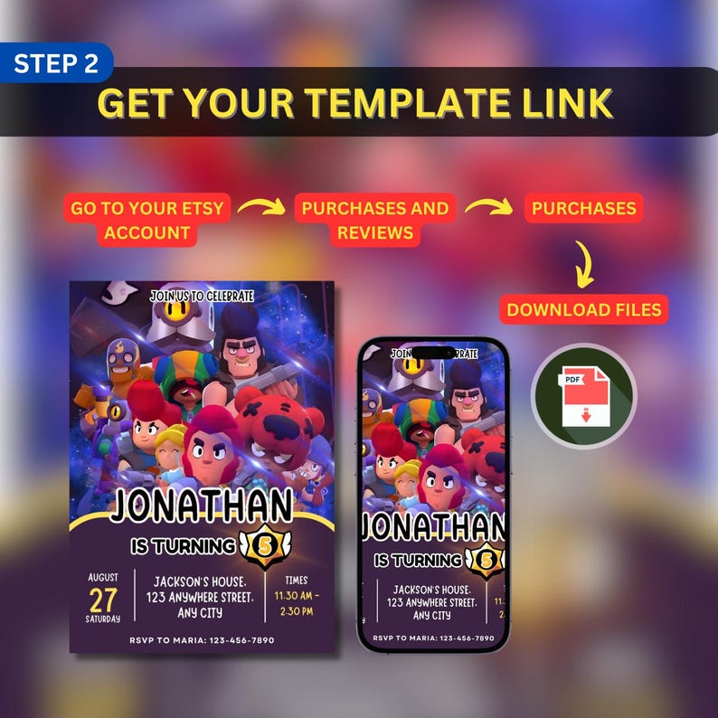 Brawl Stars Birthday Invitation, Brawl Stars Birthday, Brawl Stars ...