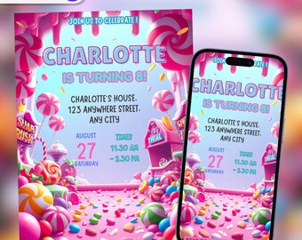 Candy Land Invitation, Candy Land Invites, Instant Download Candies ...