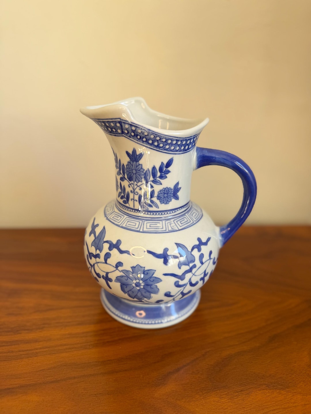 Two’s Company Blue & White Floral Pitcher - Chinoiserie Cottagecore ...