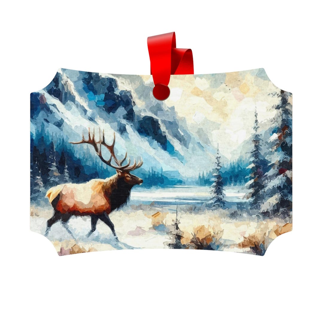 Christmas Plywood Ornament Elk in Winter, Holiday Tree Decoration ...