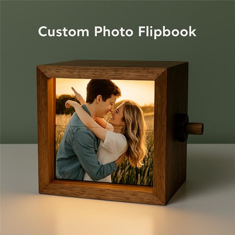 Personalized Photo Flipbook, Custom Wooden Crank Animation Box ...