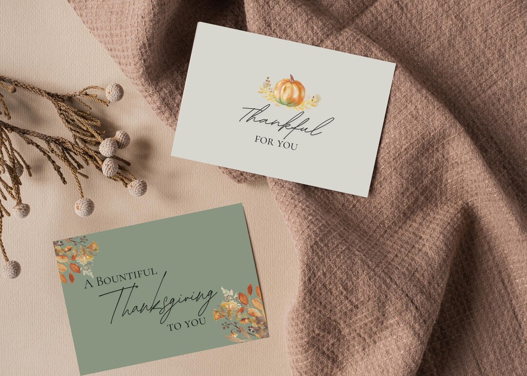 Thankful Thanksgiving Cards - Etsy