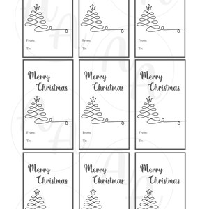 Christmas Gift Tags Black and White. Simplistic Christmas Tags. Tags ...