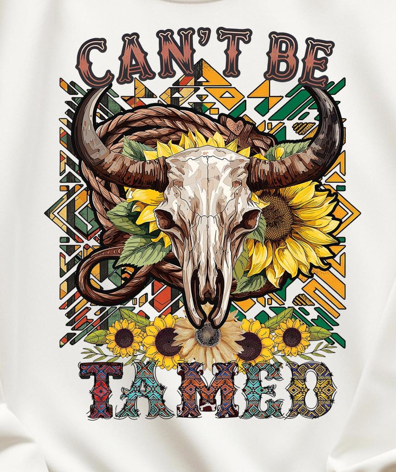 Can't Be Tamed Bull Skull PNG Sublimation Design Download, Western ...