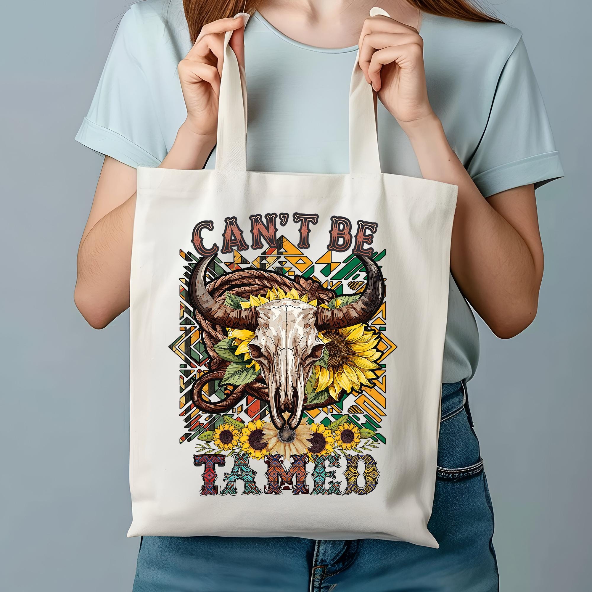 Can't Be Tamed Bull Skull PNG Sublimation Design Download, Western ...