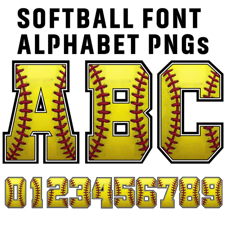 Realistic Softball Font PNG Bundle: Varsity Letters (digital Download ...