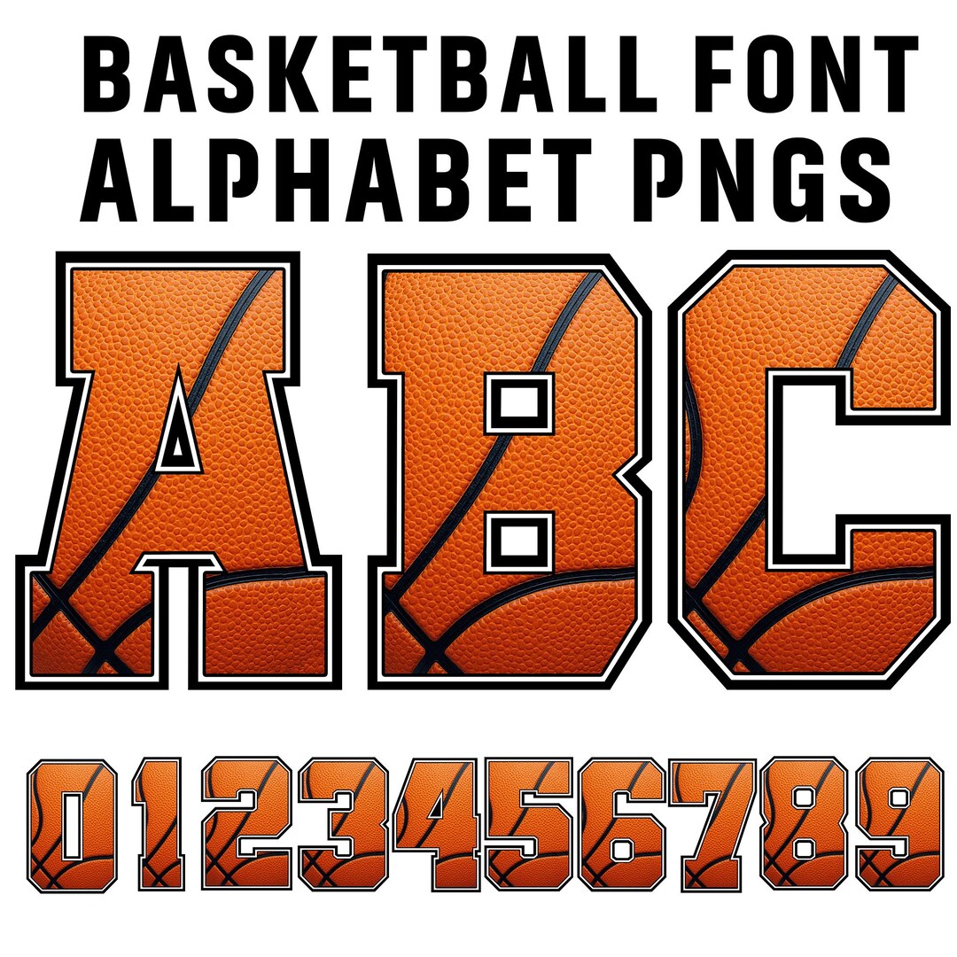 Basketball Font PNG Bundle: Varsity Letters, Numbers (digital Download ...