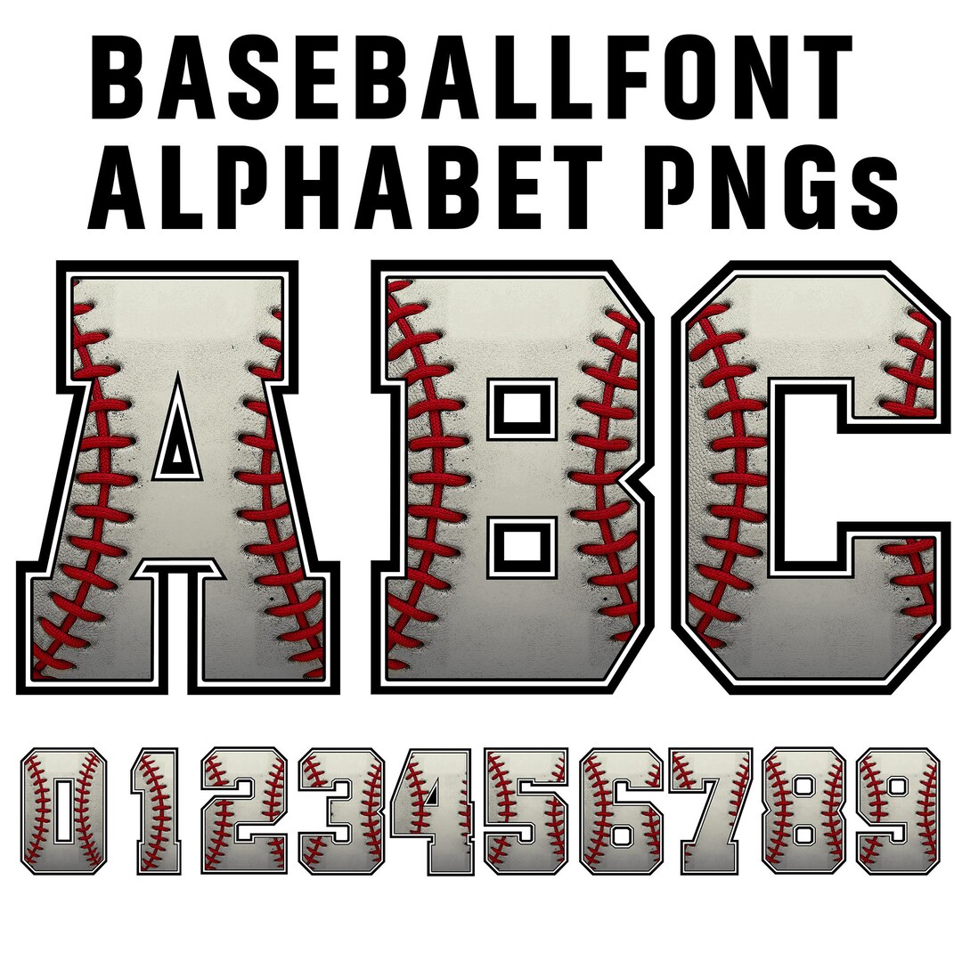 Baseball Font PNG Bundle: Varsity Letters, Team Alphabet (digital ...