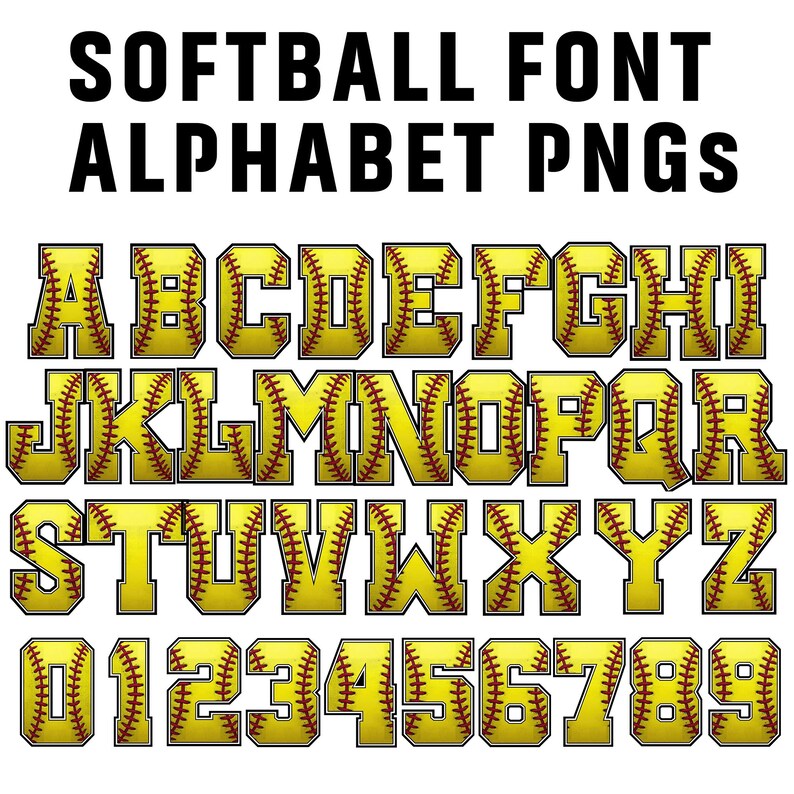 Realistic Softball Font PNG Bundle: Varsity Letters (digital Download ...