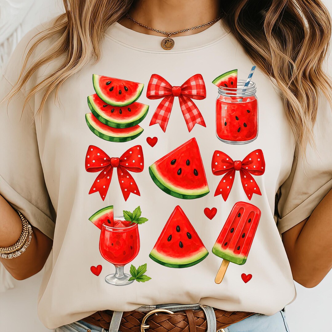 Coquette Watermelon Bow PNG, Preppy Mama Summer Glitter Design, Cute ...