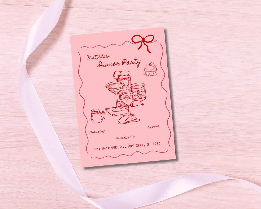 Girls Dinner Party Invitation, Chic Dinner Party Invitation ...