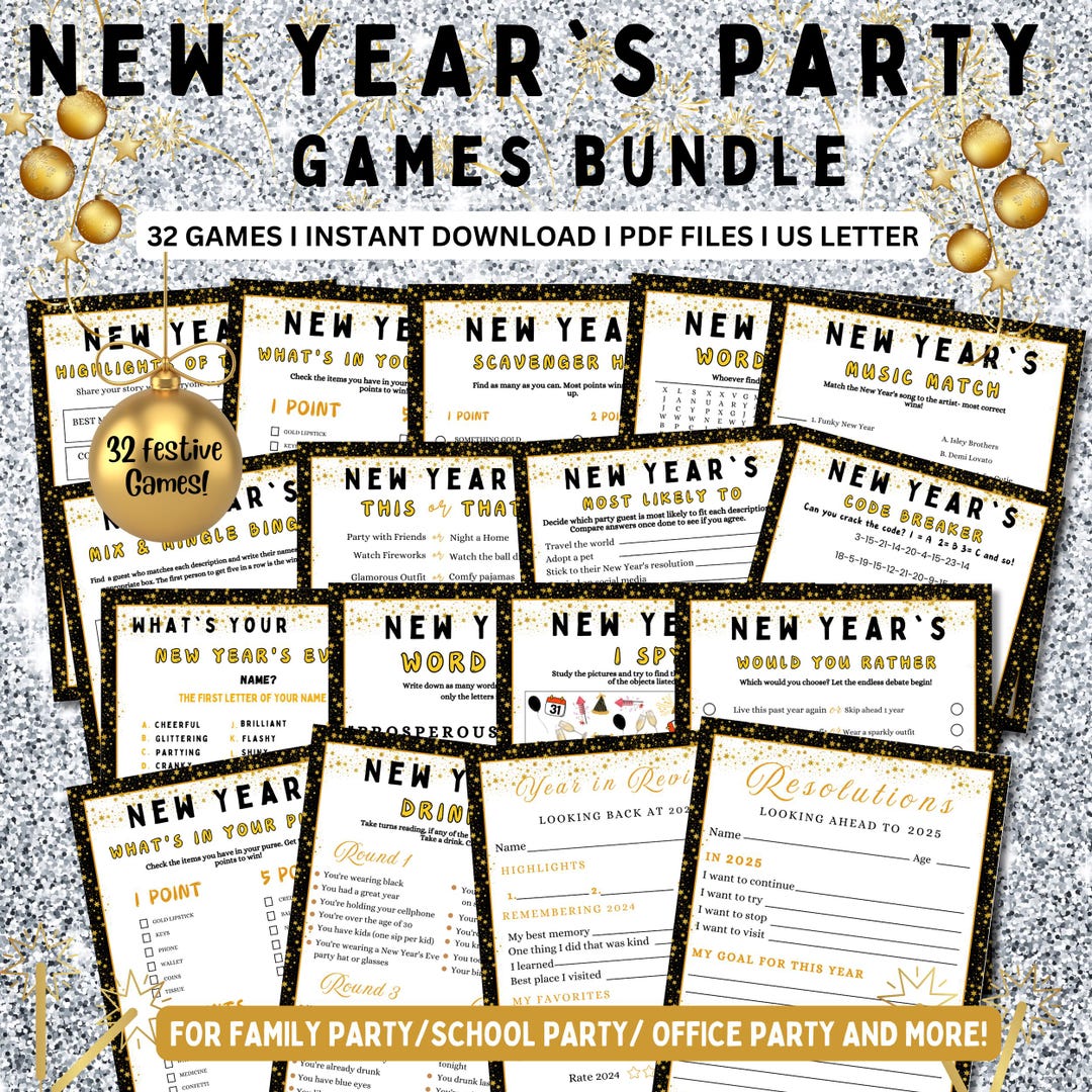 New Year Game Bundle, New Year's Eve Game Bundle New Year Party Games ...