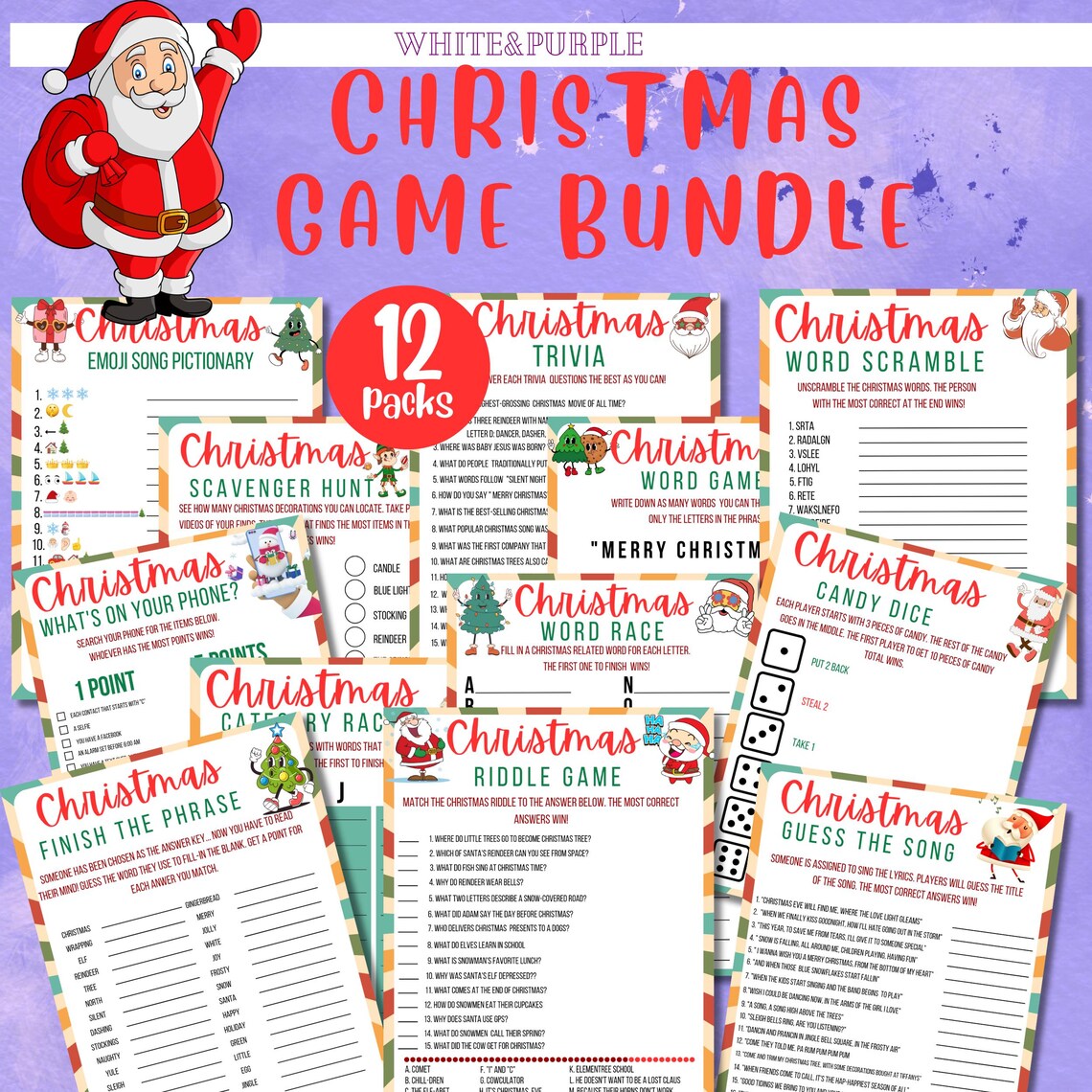 Christmas Game Bundle Printables | Christmas Party Games | Christmas ...