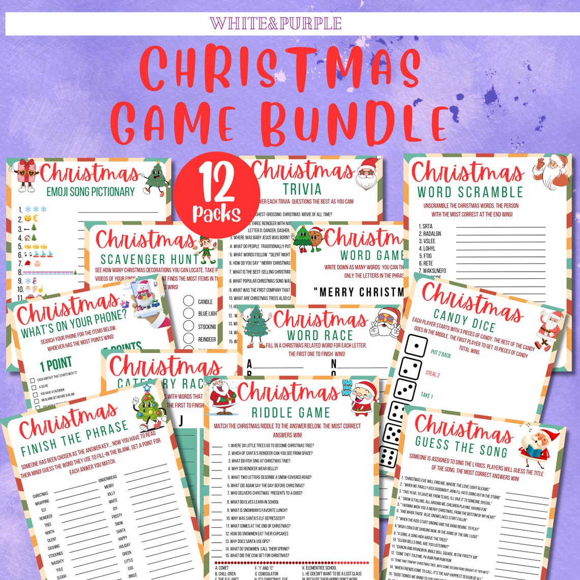 Christmas Game Bundle Printables | Christmas Party Games | Christmas ...