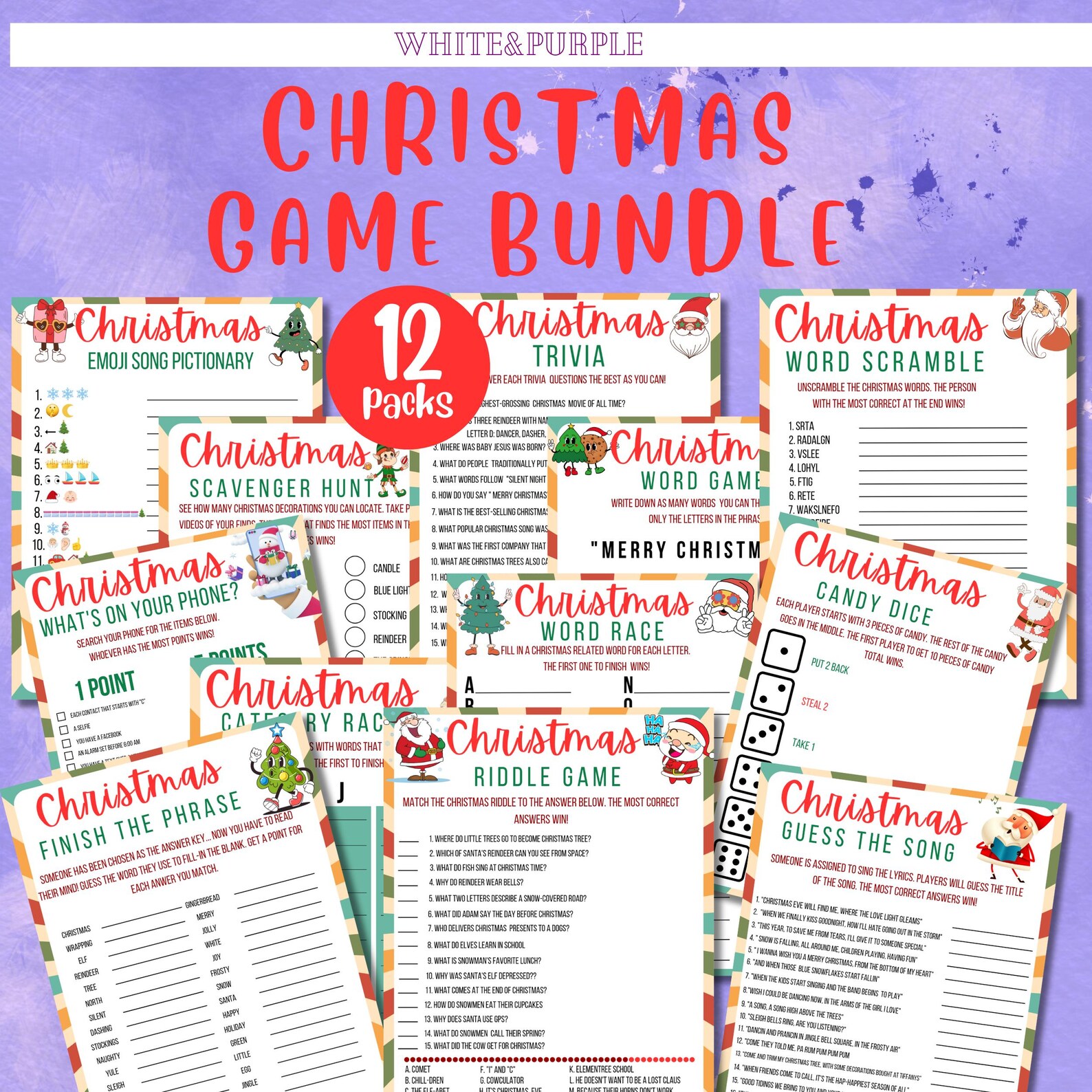Christmas Game Bundle | 12 Printable Holiday Activities (PDF) - Etsy